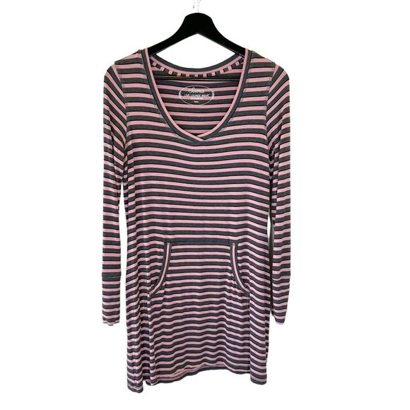 Soma | Tops | Soma Pink Grey Stripe Long Sleeve Pouch Tunic Small ...